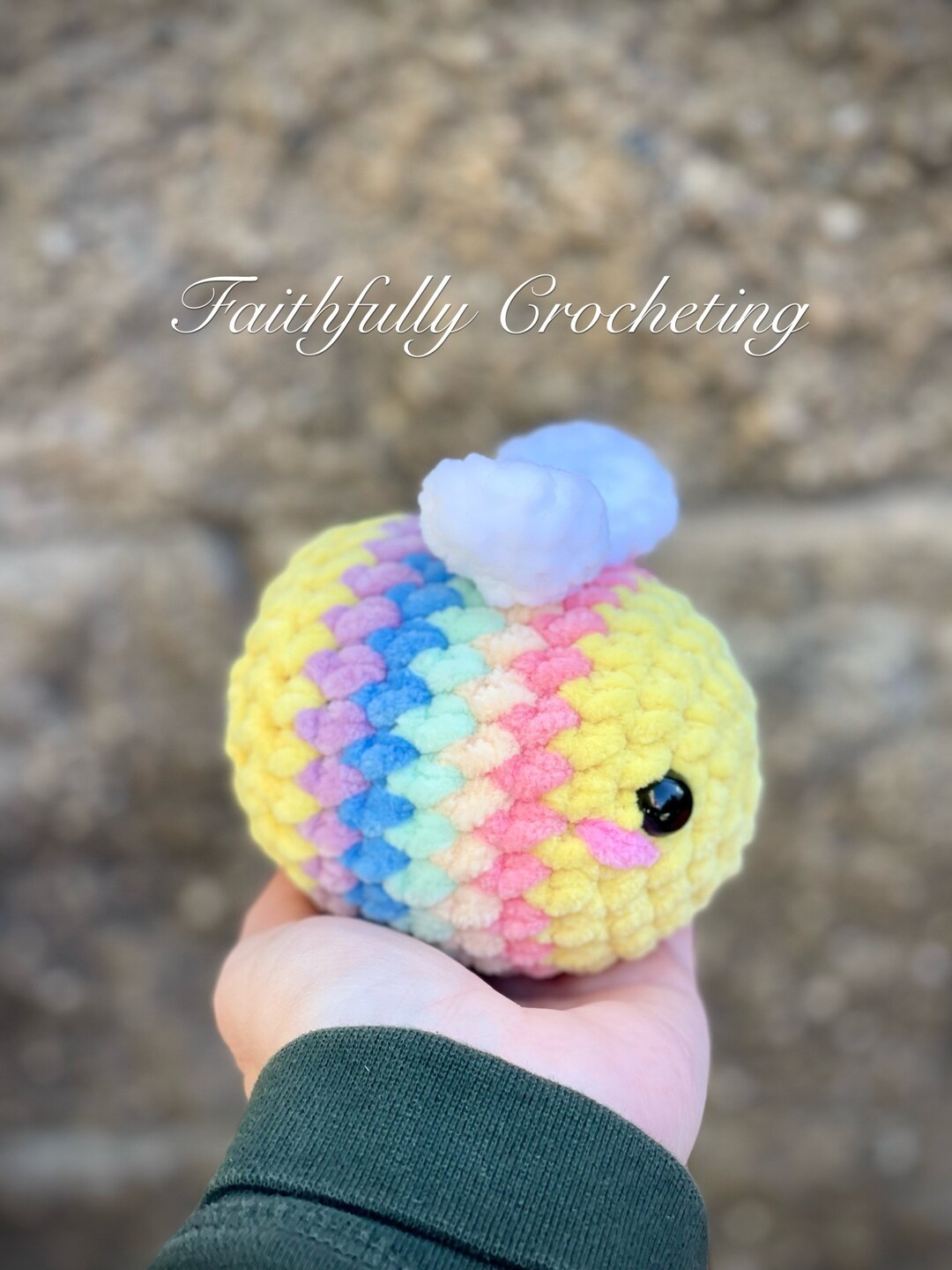 Crocheted Bee Pastel Bee Plush Bee Rainbow Pastel Bee - Etsy