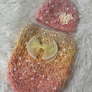 Micro Preemie Reborn Outfit, Pastel Hat, Mini Crocheted Cocoon Set ...