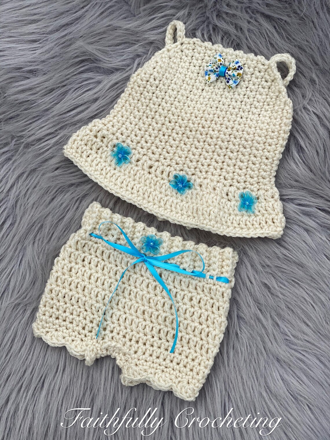 0/3 Months Boomers With Matching Tank Top, Crochet Baby Girl Outfit ...