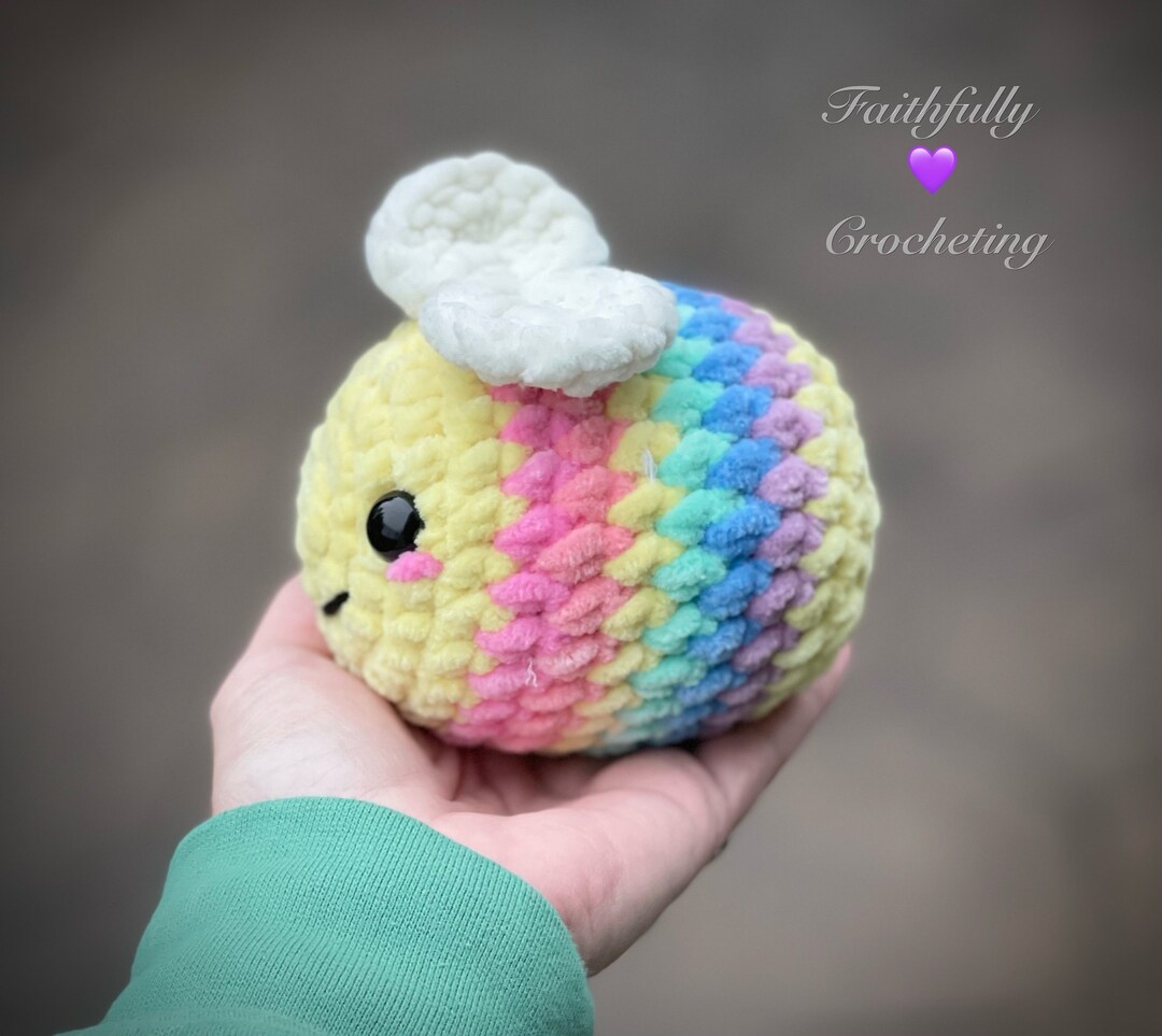Crocheted Bee, Pastel Bee, Plush Bee, Rainbow Pastel Bee, Plushie ...