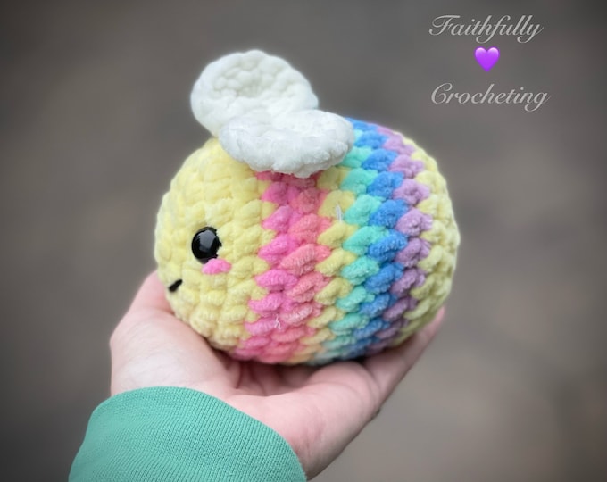 Crocheted Bee, Pastel Bee, Plush Bee, Rainbow Pastel Bee, Plushie ...