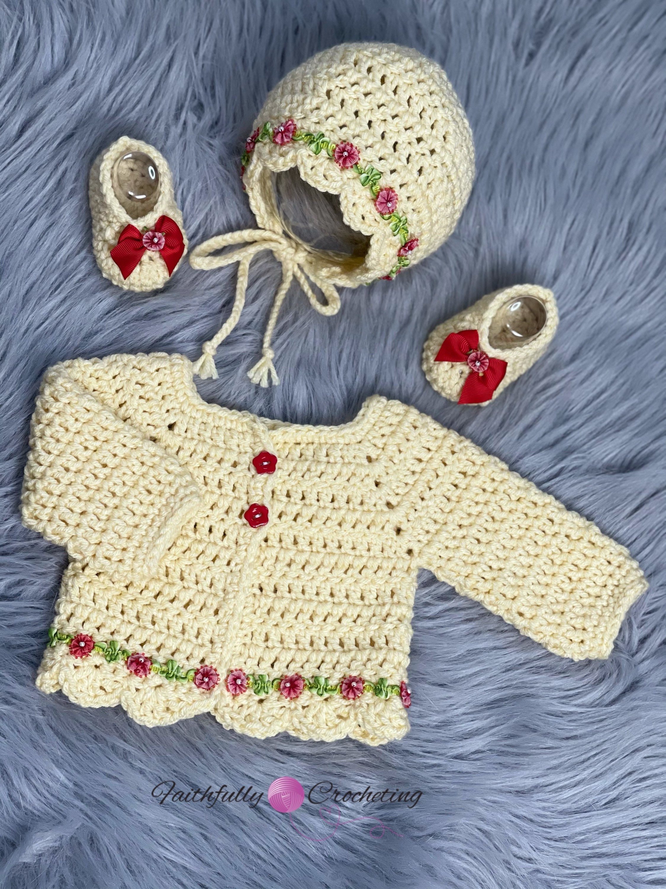 Newborn girl sweater set cream cardigan set matching | Etsy