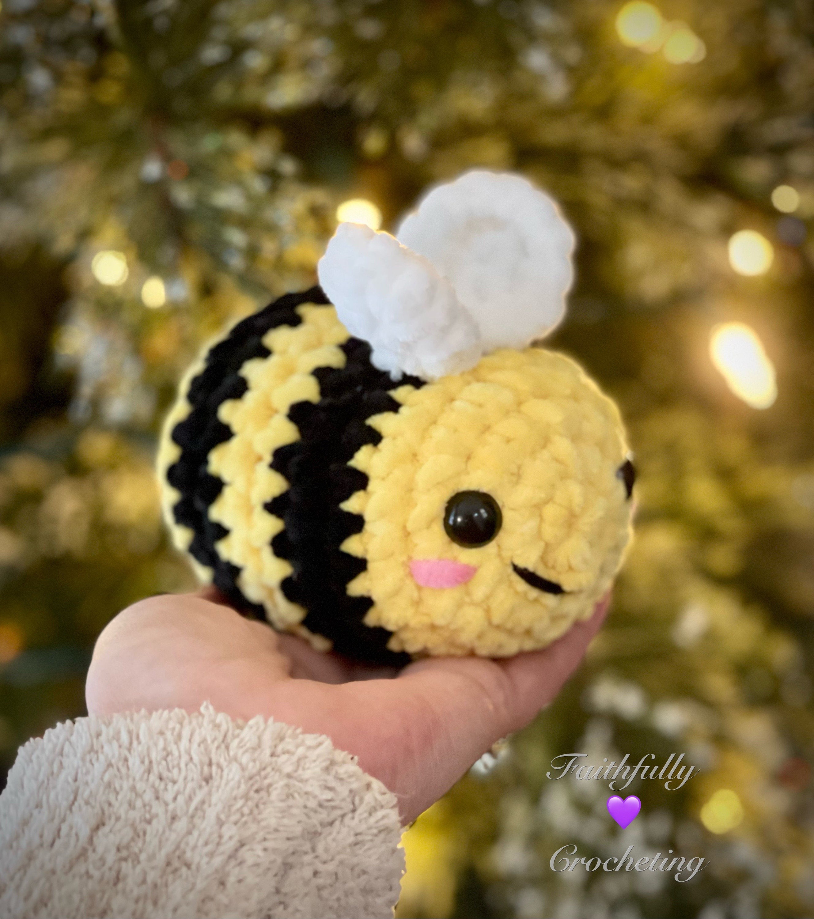 Crocheted Bee, Chenille Happy Bee, Ready to Ship, Bee Amigurumi ...
