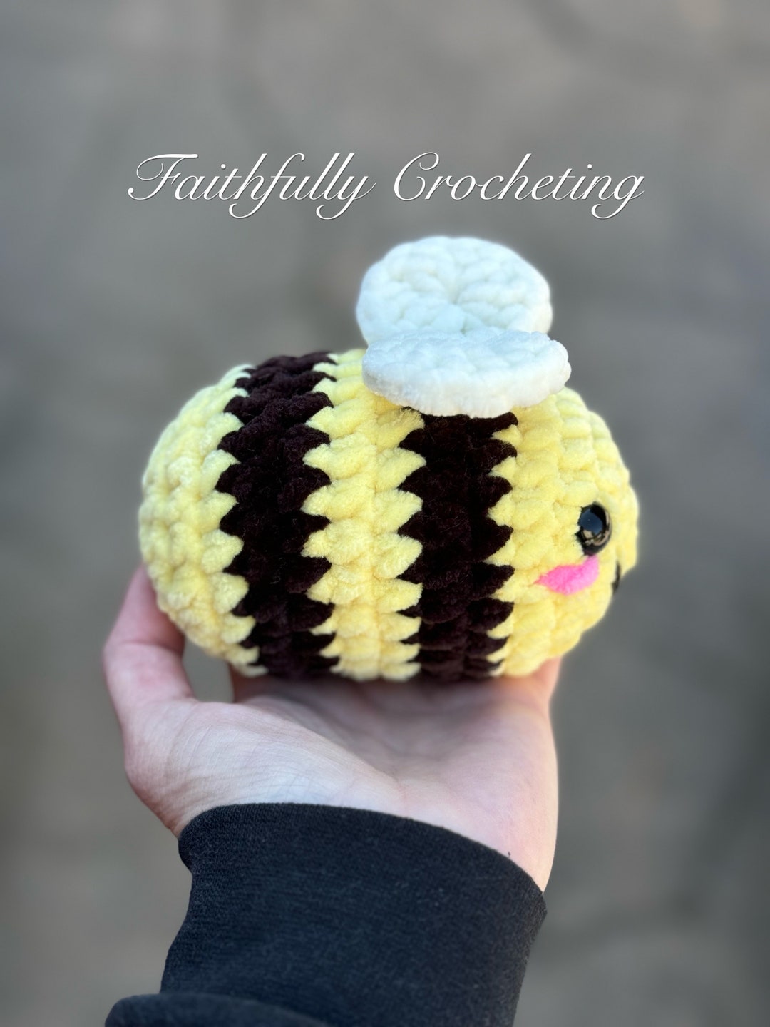 Brown and Yellow Bee, Chenille Happy Bee, Ready to Ship, Bee Amigurumi ...