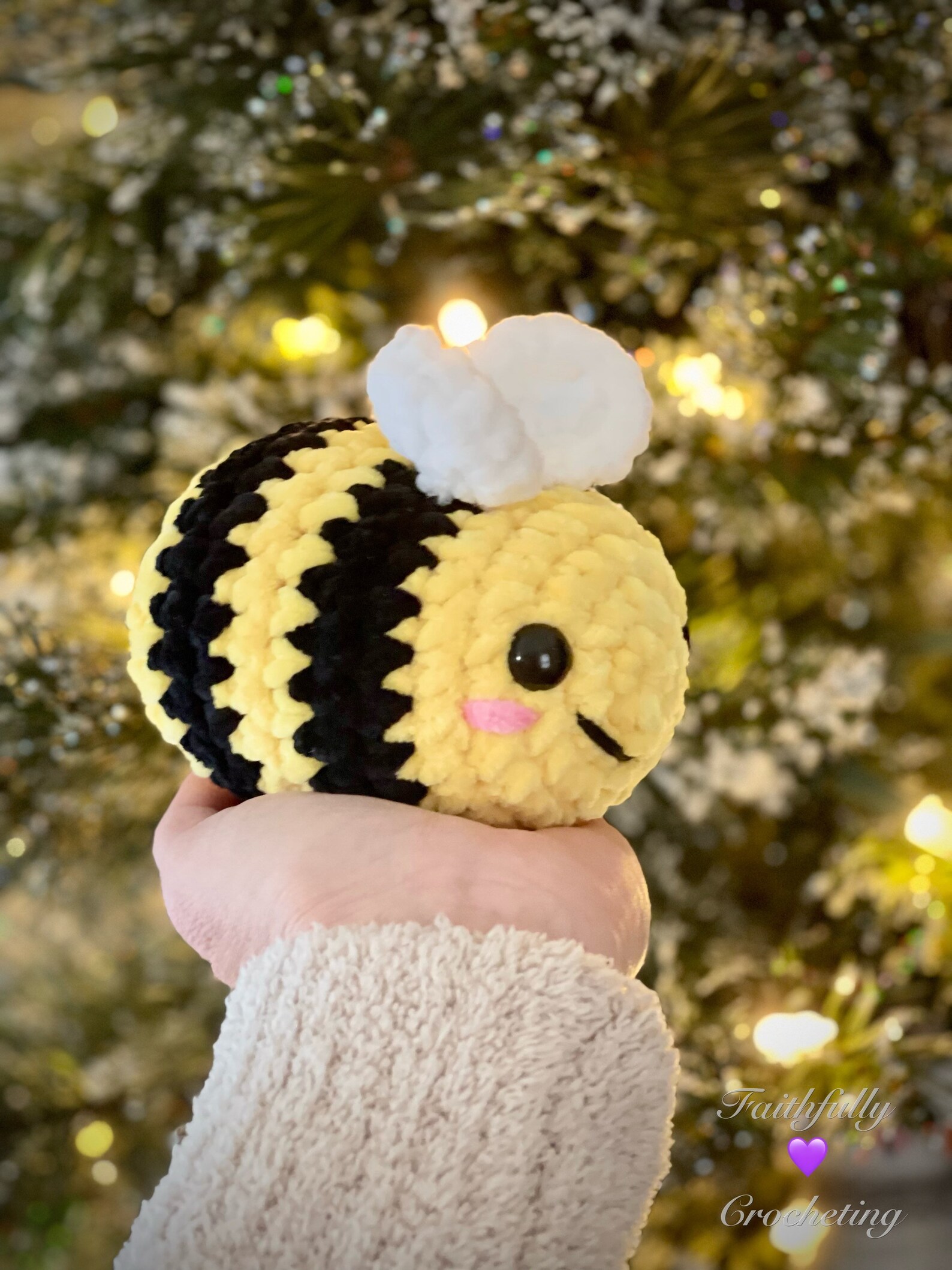 Crocheted Bee, Chenille Happy Bee, Ready to Ship, Bee Amigurumi ...