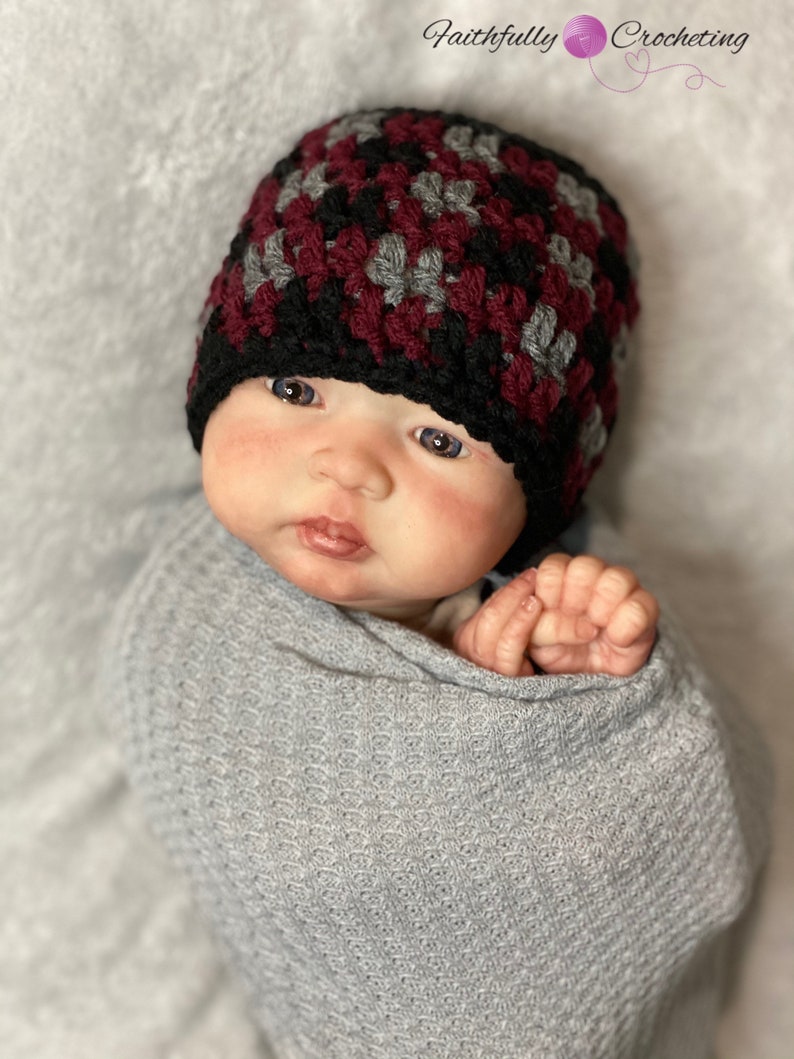 Newborn Boy Beanie, Newborn Plaid Beanie, Ready to Ship, Newborn Plaid ...