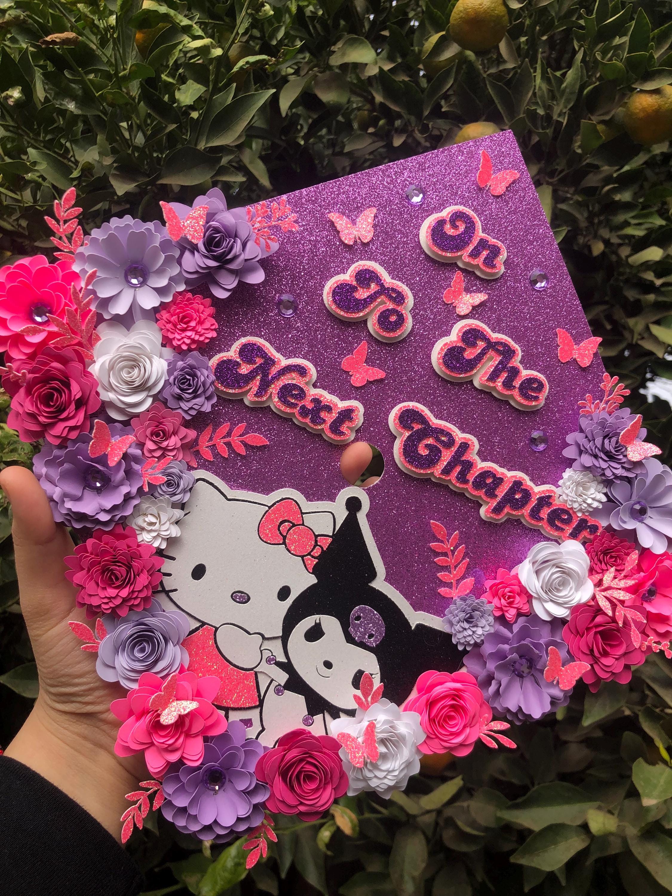 Hello Kitty and Kuromi Purple and Pink Graduation Cap Topper - Etsy