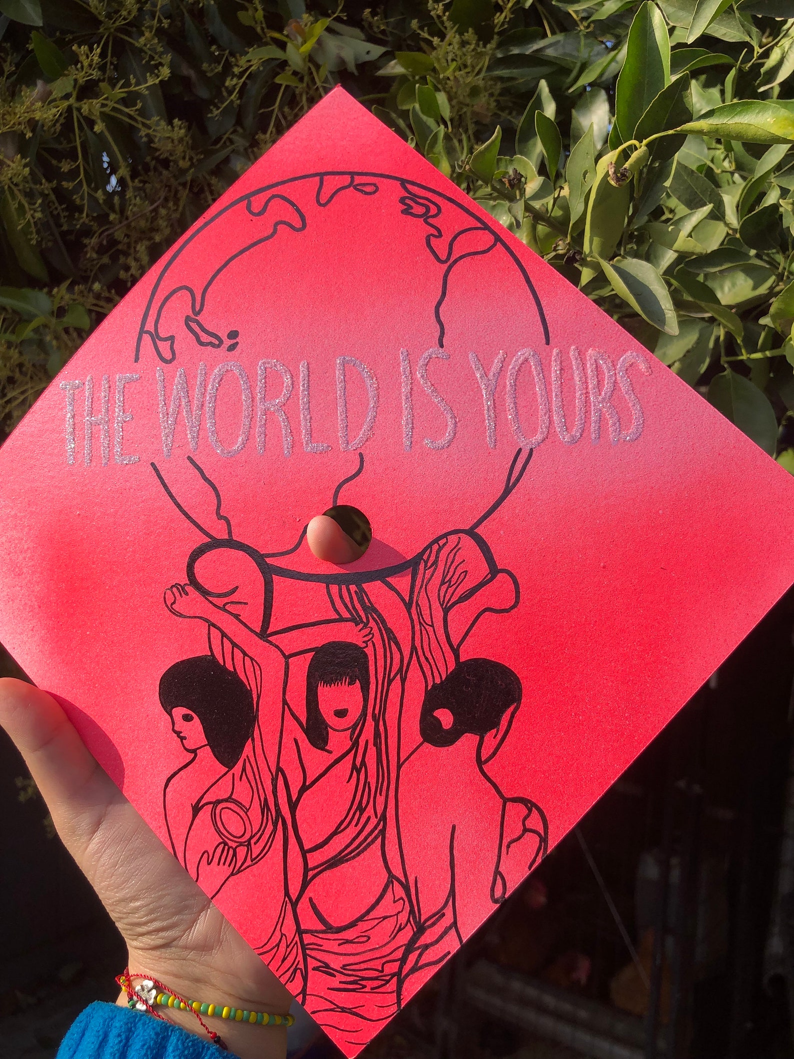 Pink Scarface the Word is Yours Girls Statue Graduation Cap Topper - Etsy