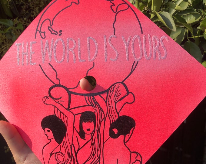 Pink Scarface “the Word is Yours” Girls Statue Graduation Cap Topper - Etsy