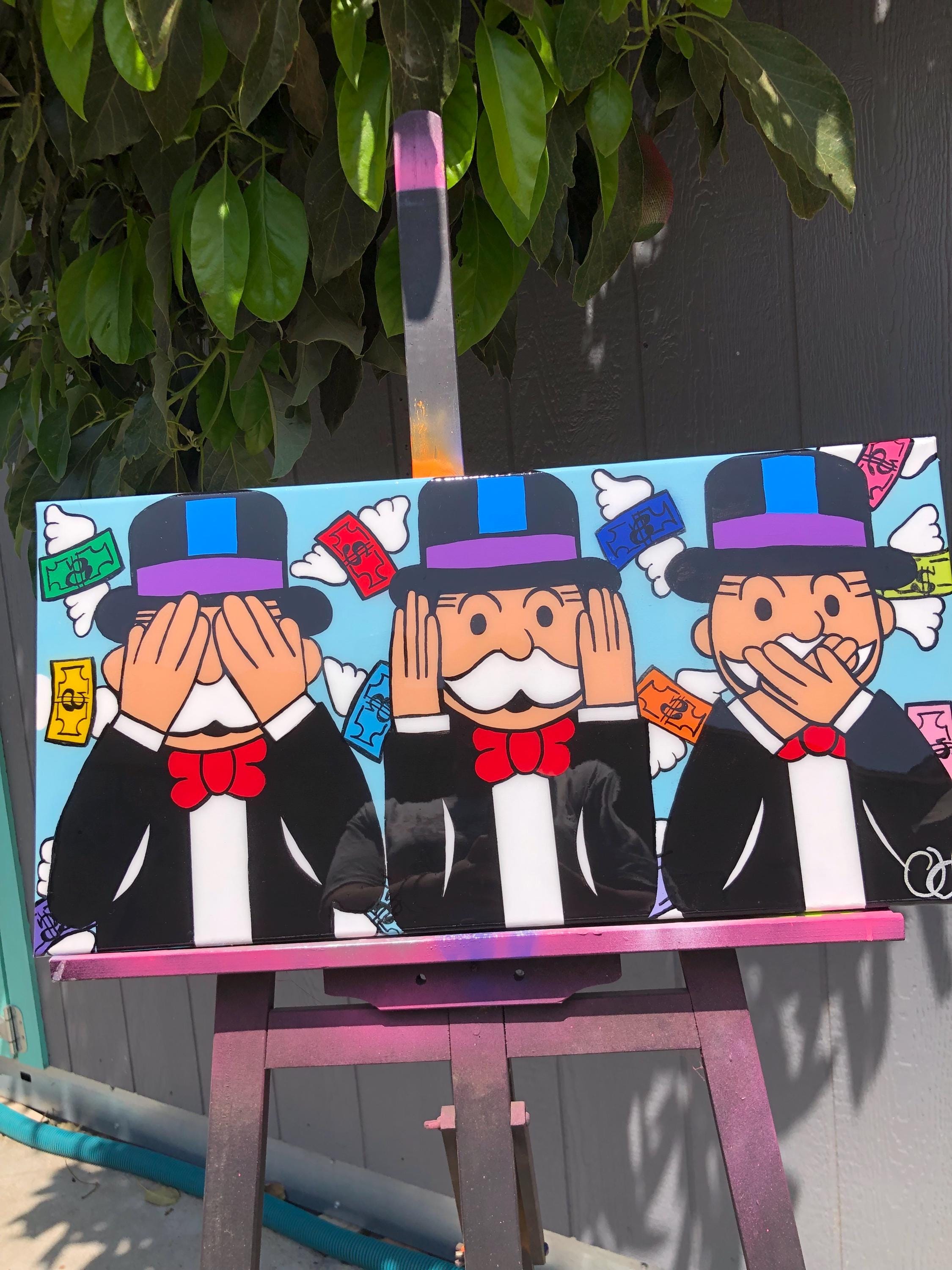 See No Evil, Hear No Evil, Speak No Evil Monopoly Man Painting - Etsy