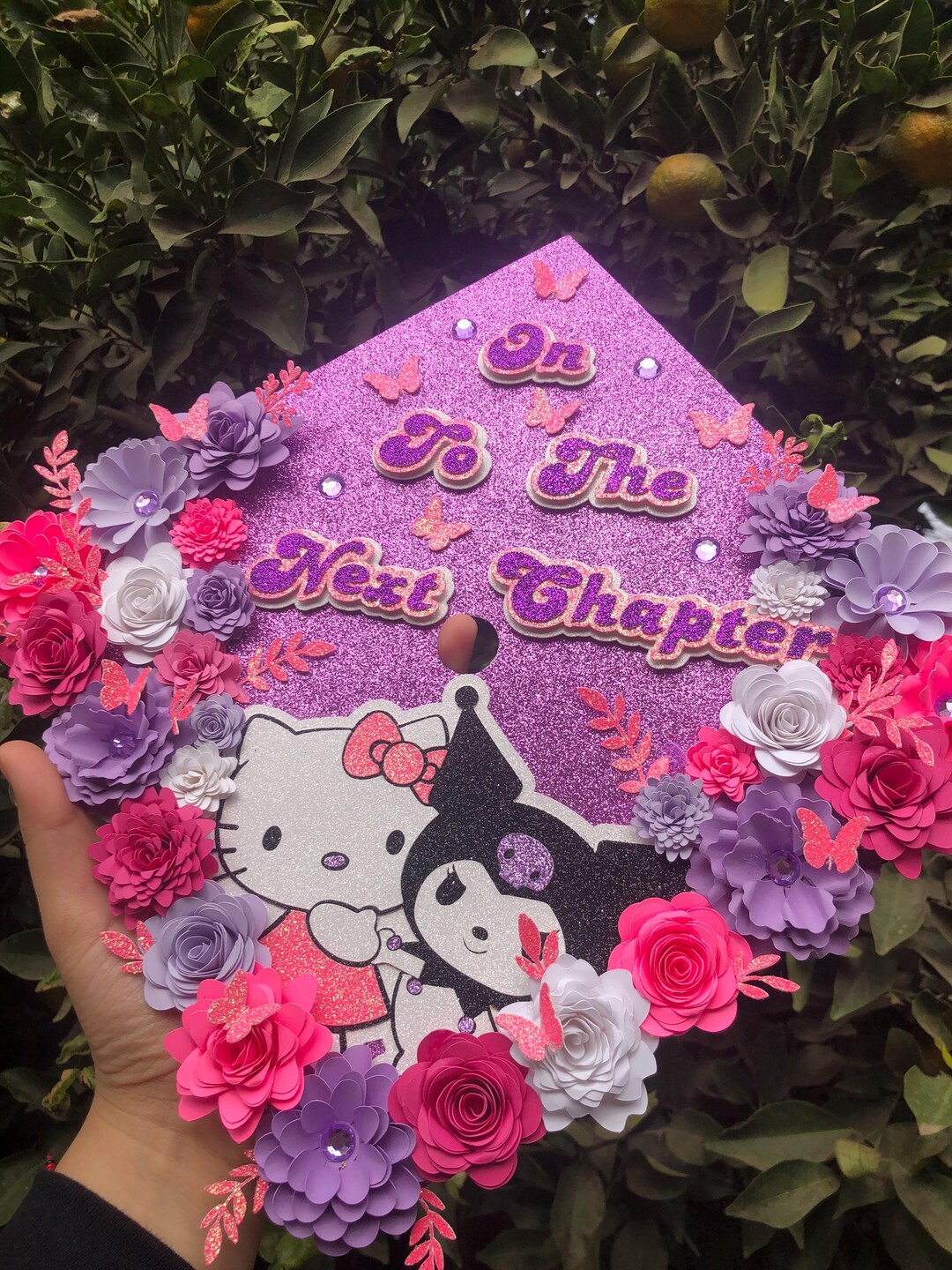 Hello Kitty and Kuromi Purple and Pink Graduation Cap Topper - Etsy