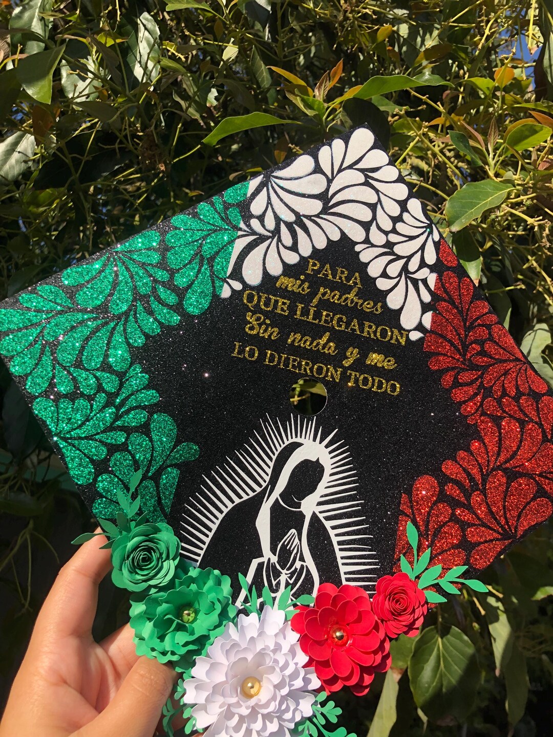 Virgencita Mexican Flag Graduation Cap Topper - Etsy