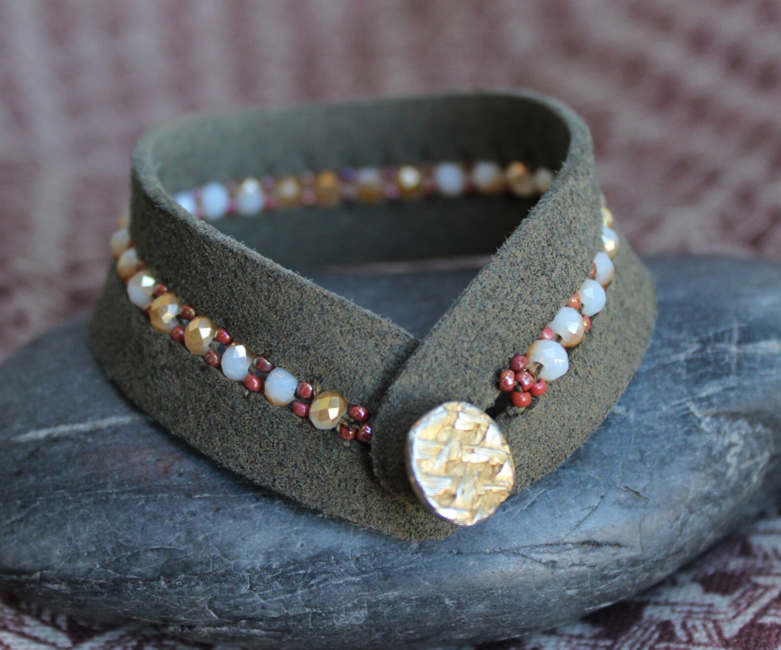 Bejeweled Suede Bracelet Tutorial, How to Make Leather and Bead ...