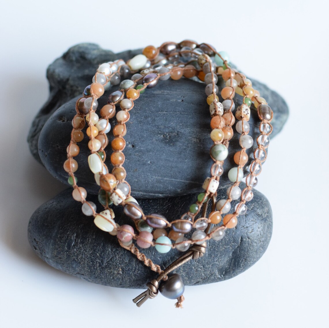 Bohemian Wrap Gem Bracelet Tutorial How to Make Wrap Gemstone - Etsy
