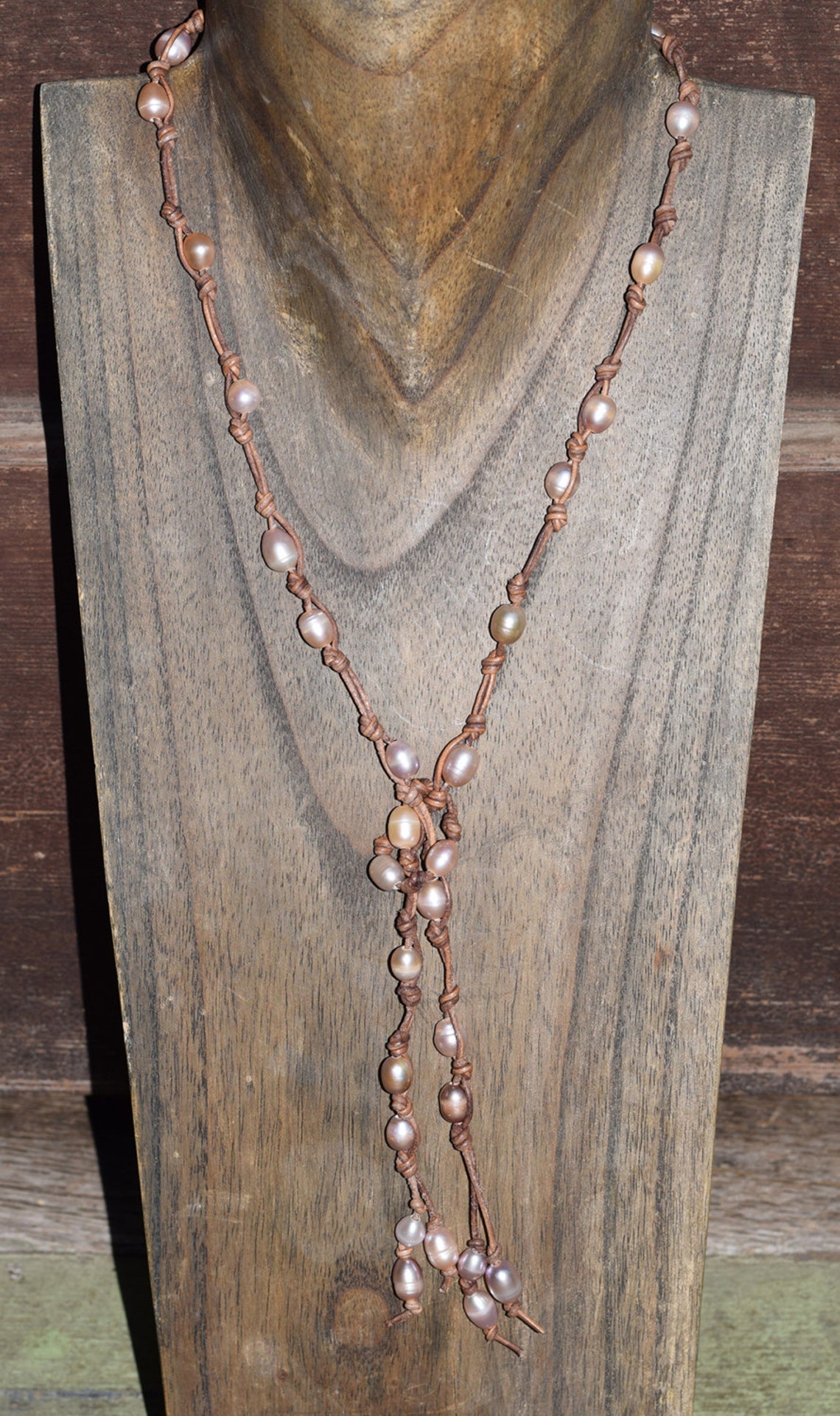 Simple Knotted Leather Lariat Tutorial Leather and Pearl | Etsy