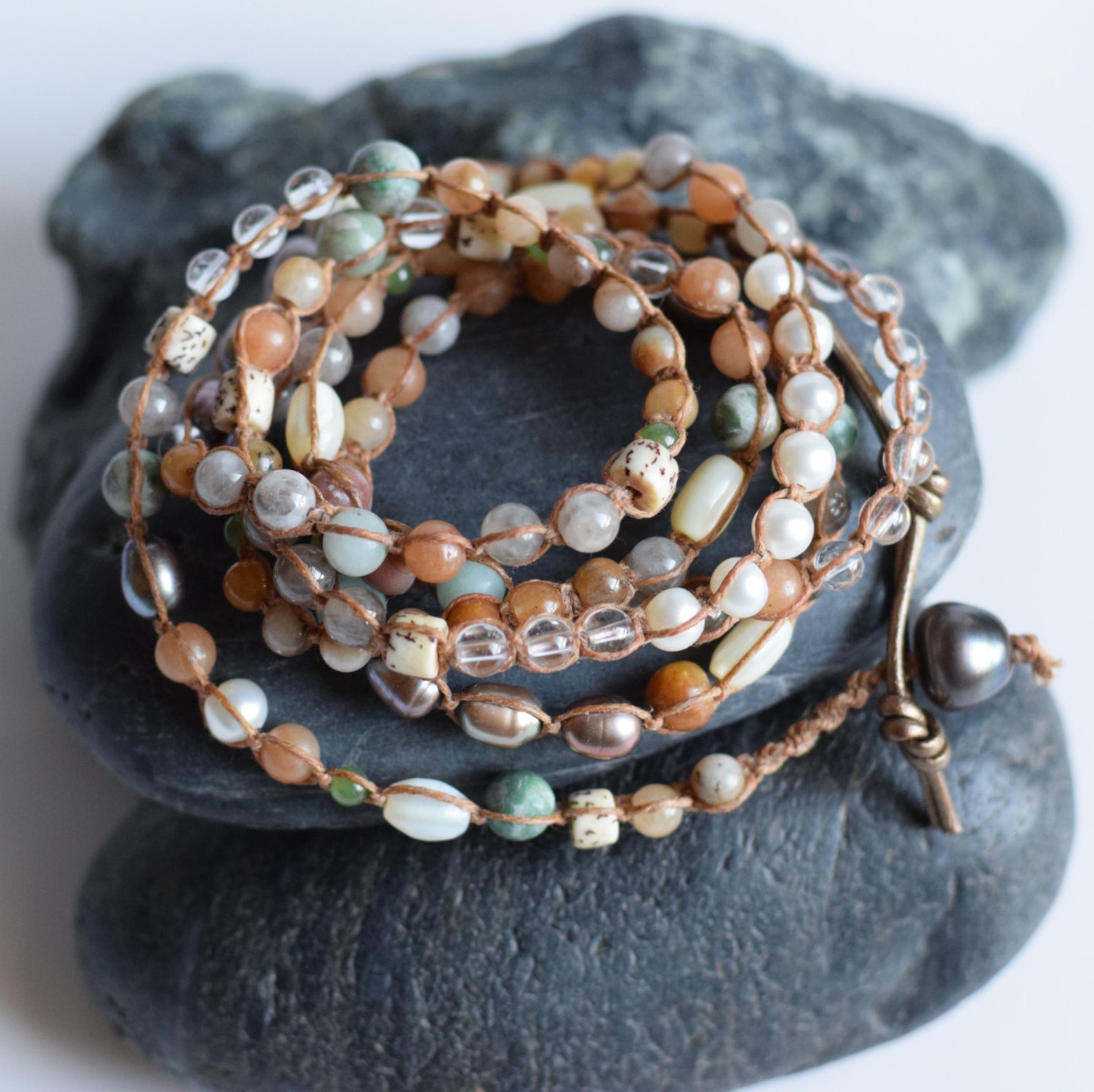 Bohemian Wrap Gem Bracelet Tutorial How to Make Wrap Gemstone - Etsy