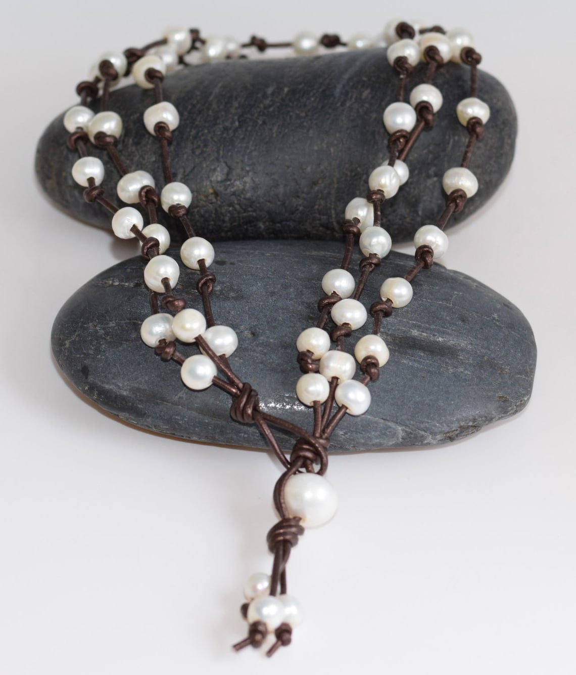 Triple Wrap Knotted Leather and Pearl Bracelet Tutorial | Etsy