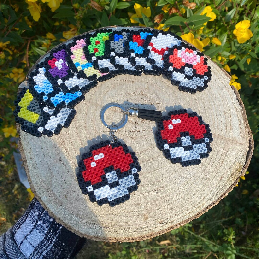 Pokeball Perler Bead Pixel Art Keyring Magnet - Etsy