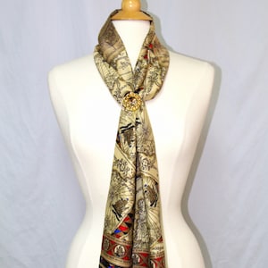 1980s Map Scarf Vintage Map and Ship Scarf Rectangle Scarf | Etsy