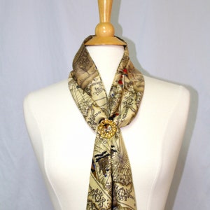 1980s Map Scarf Vintage Map and Ship Scarf Rectangle Scarf | Etsy