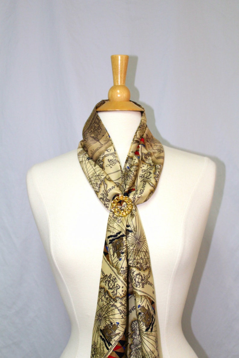 1980s Map Scarf Vintage Map and Ship Scarf Rectangle Scarf | Etsy