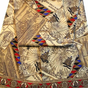 1980s Map Scarf Vintage Map and Ship Scarf Rectangle Scarf | Etsy