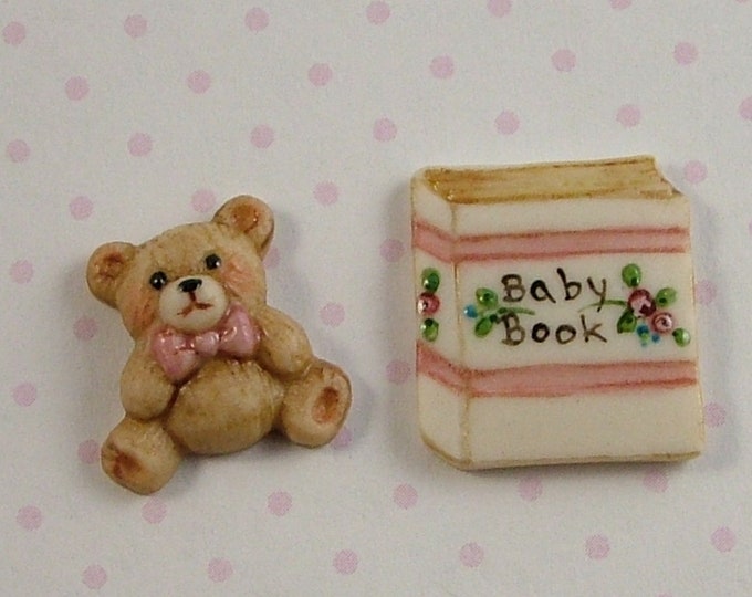 Baby Book and Bear Button Set of 2 - Etsy