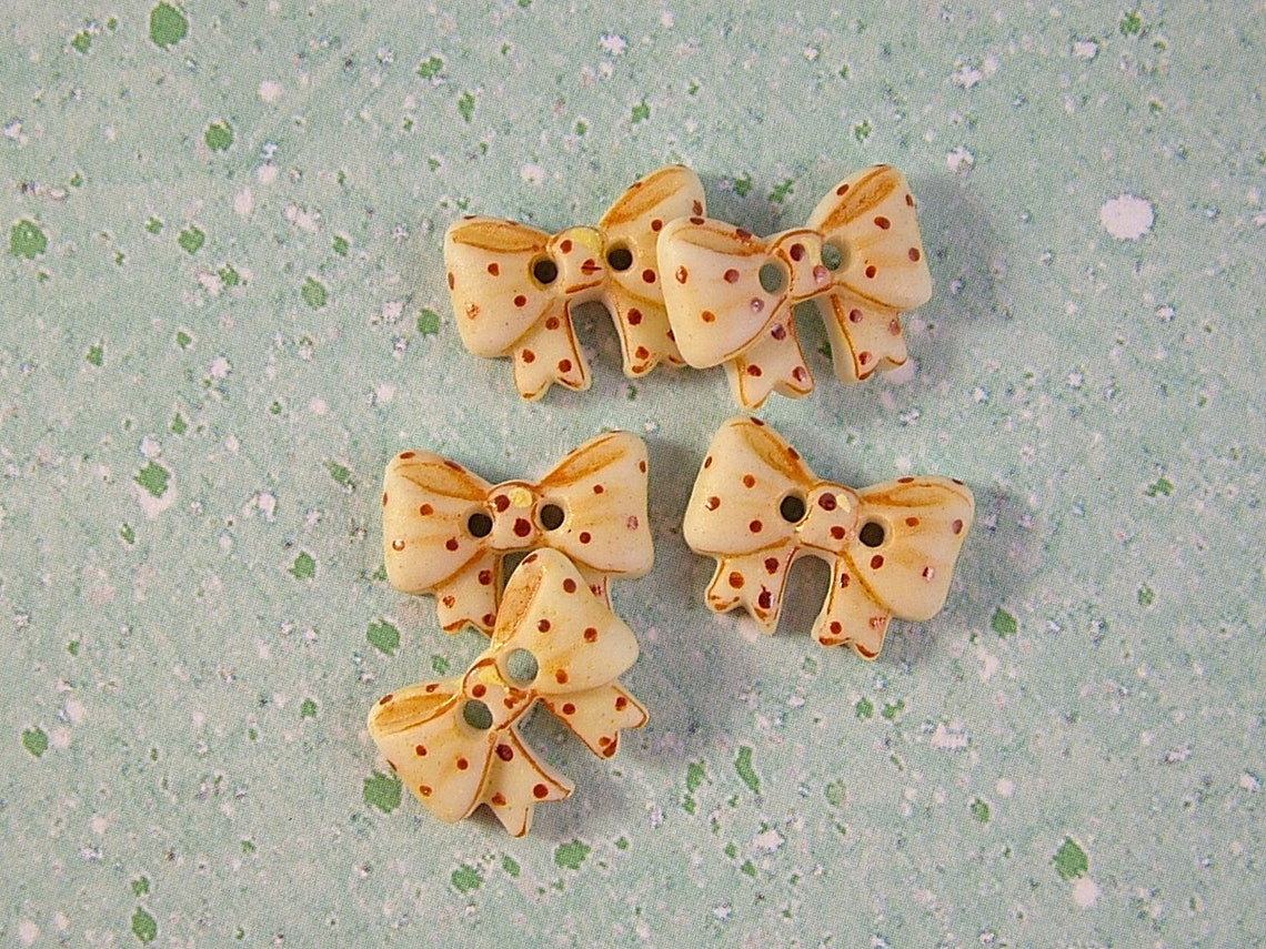 Yellow Bow Buttons set of 5 | Etsy