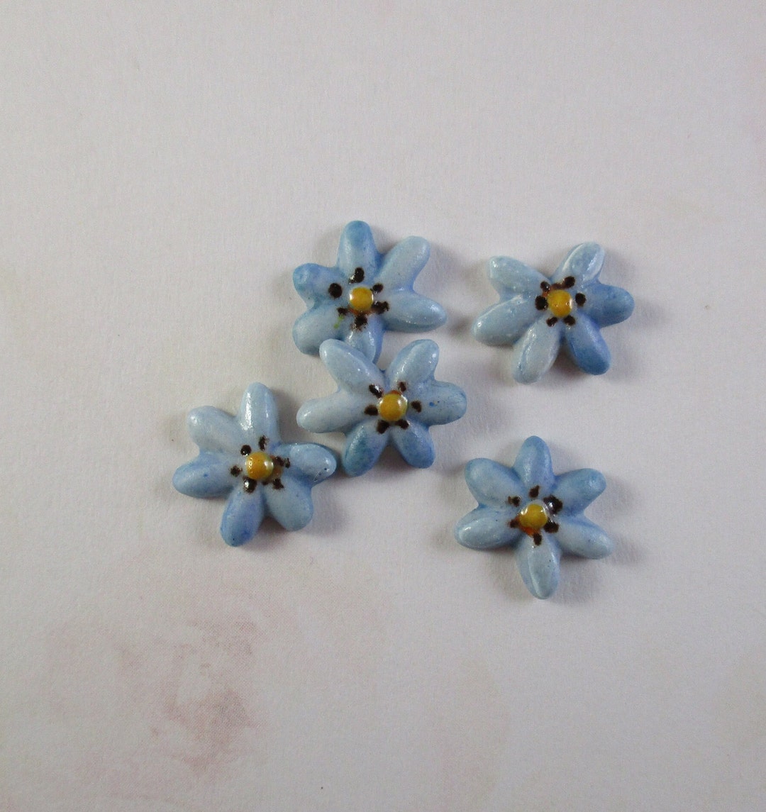 Blue Flower Embellishment Set of 5 - Etsy