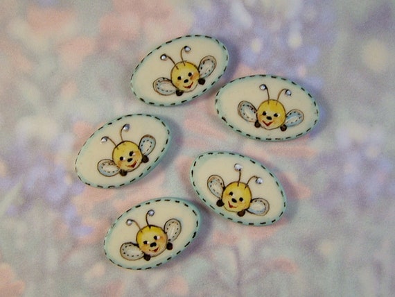Bee Happy Button set of 5 | Etsy