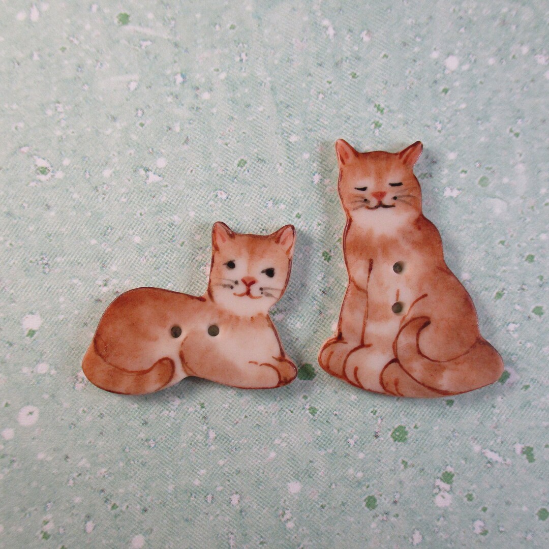 Tiger Kitty Buttons Set of 2 - Etsy