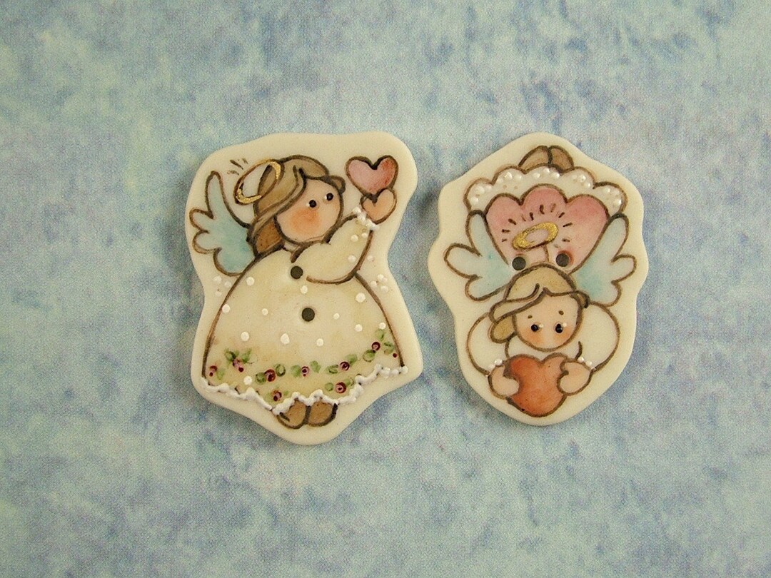 Heart Angel Buttons Set of 2 - Etsy