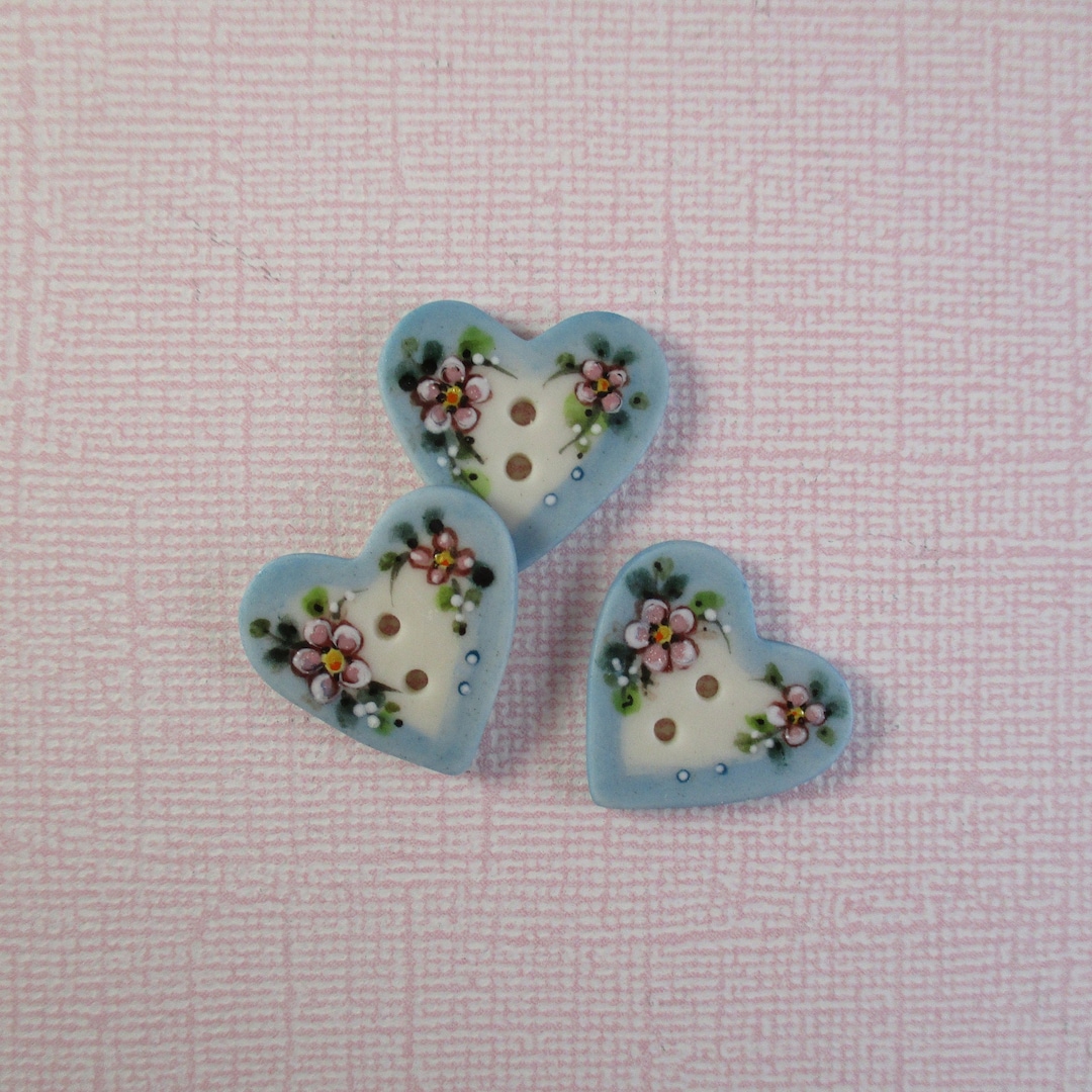 Blue Heart Button Set of 3 - Etsy