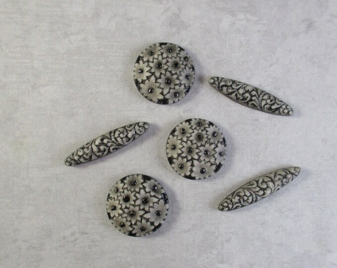 Dark Mix Buttons Set of 6 - Etsy