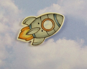 Rocket Ship Button | Etsy