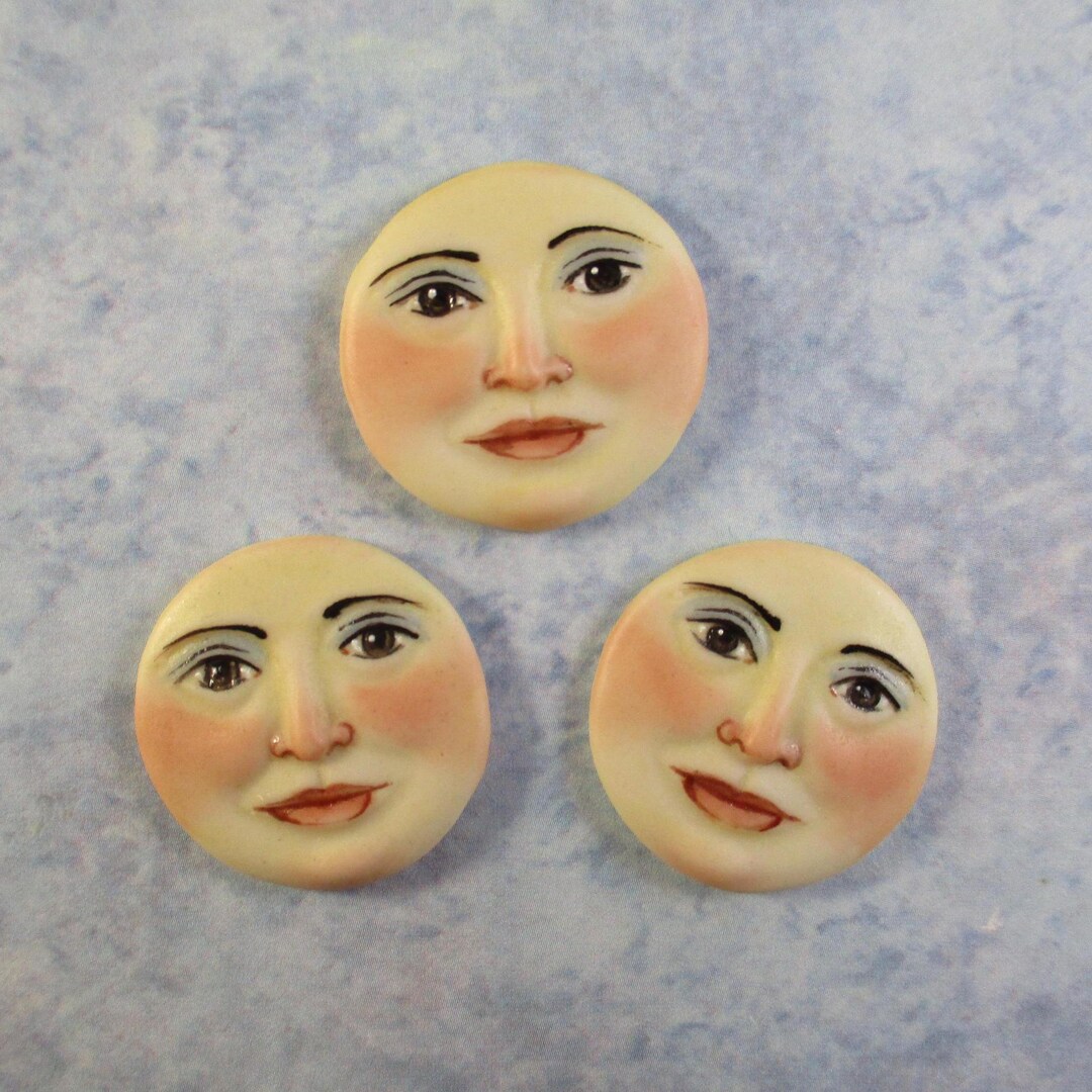 Moon Face Embellishment Set of 3 - Etsy