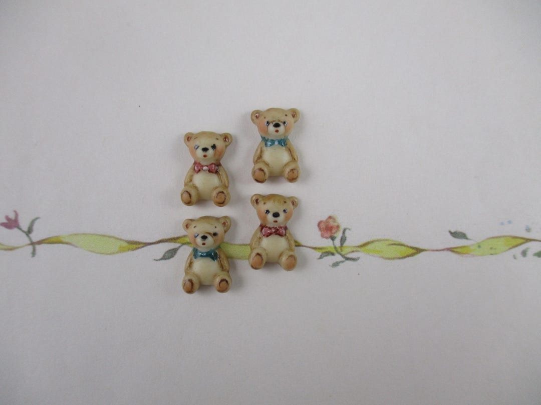Tiny Teddy Bear Button Set of 4 - Etsy