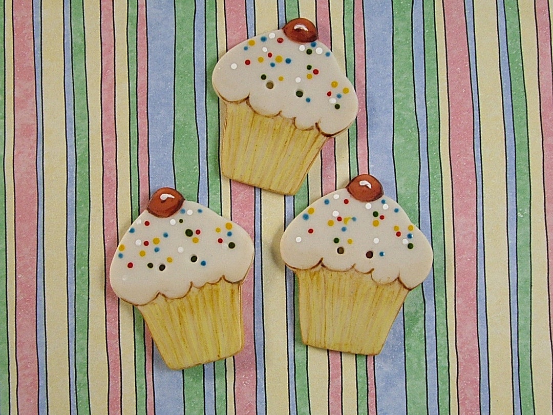 Cupcake Button Set of 3 - Etsy