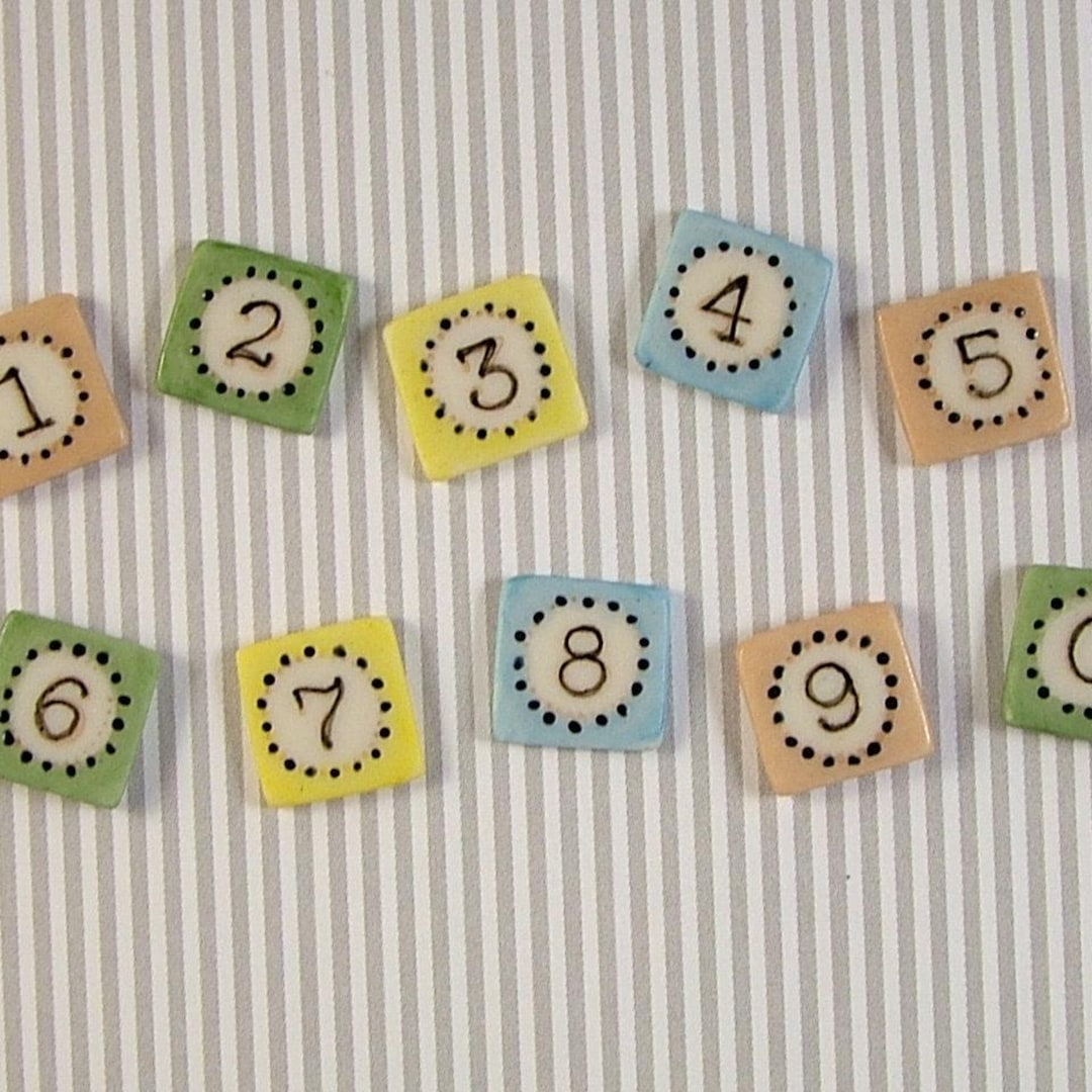Block Number Buttons Set of 5 - Etsy