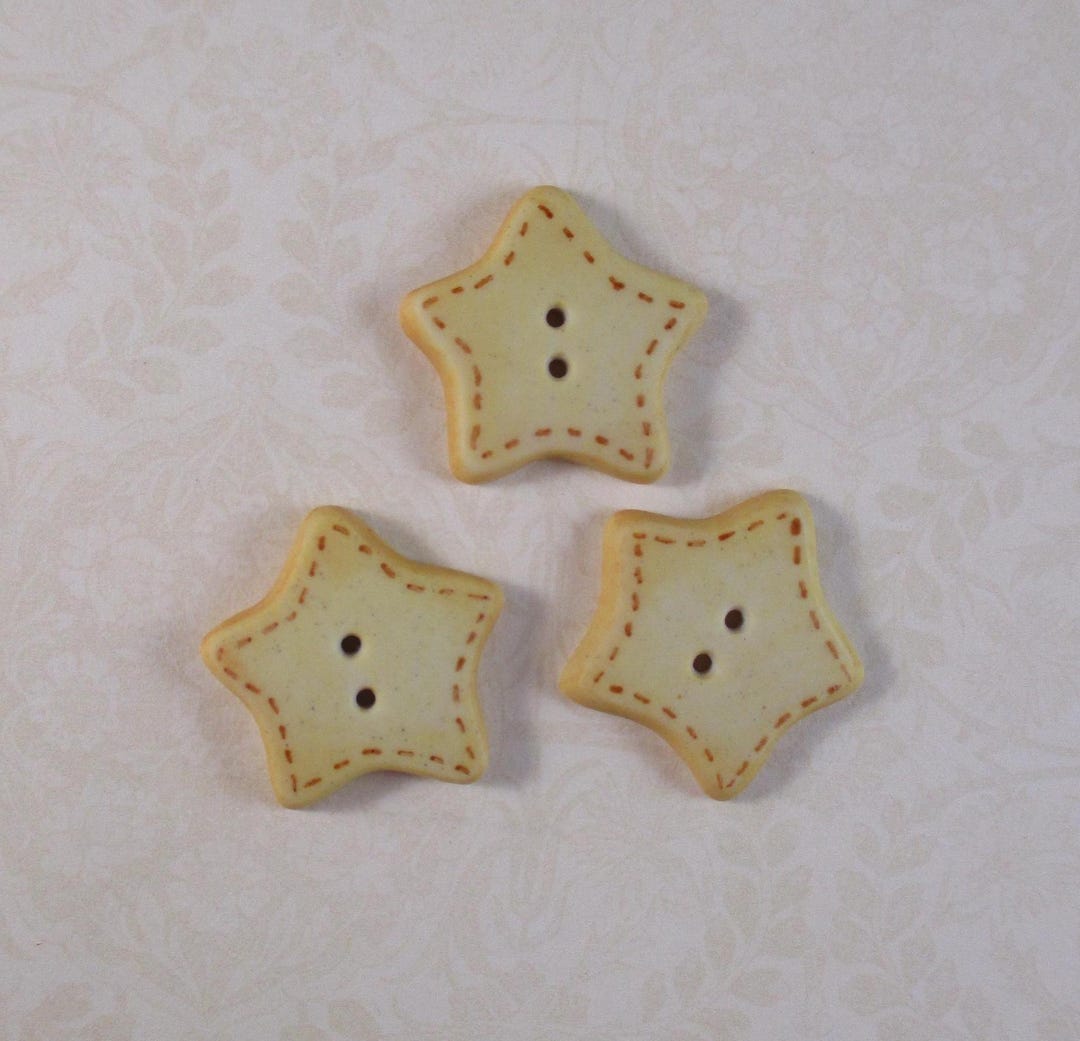 Stitched Star Button Set of 3 - Etsy