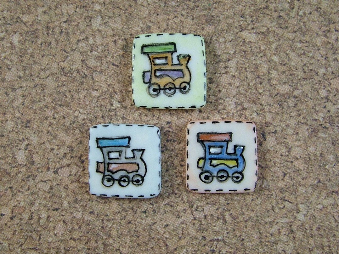Train Button Set of 3 - Etsy