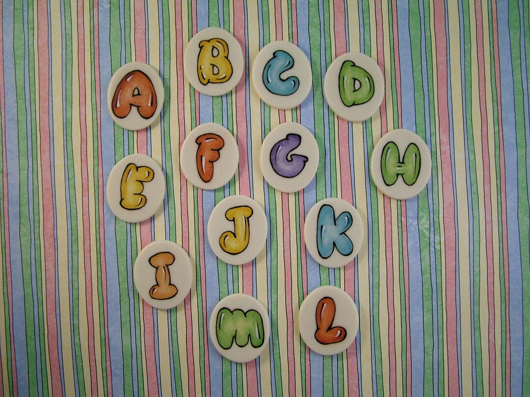 Bubble Alphabet Buttons - Etsy