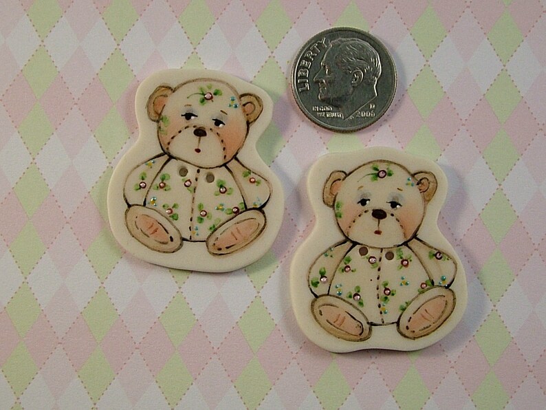 Teddy Bear Button Set of 2 | Etsy