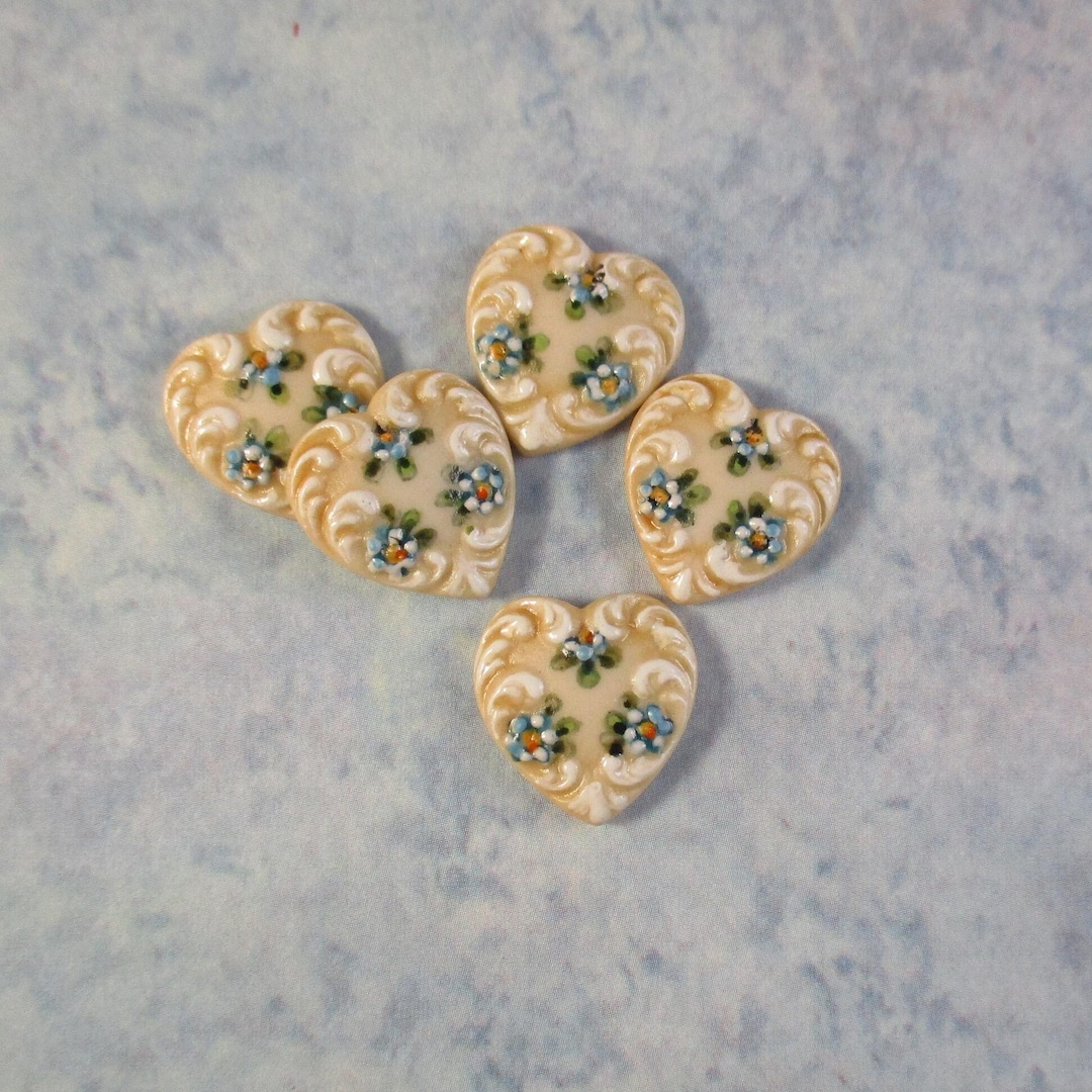 Blue Heart Button Set of 5 - Etsy
