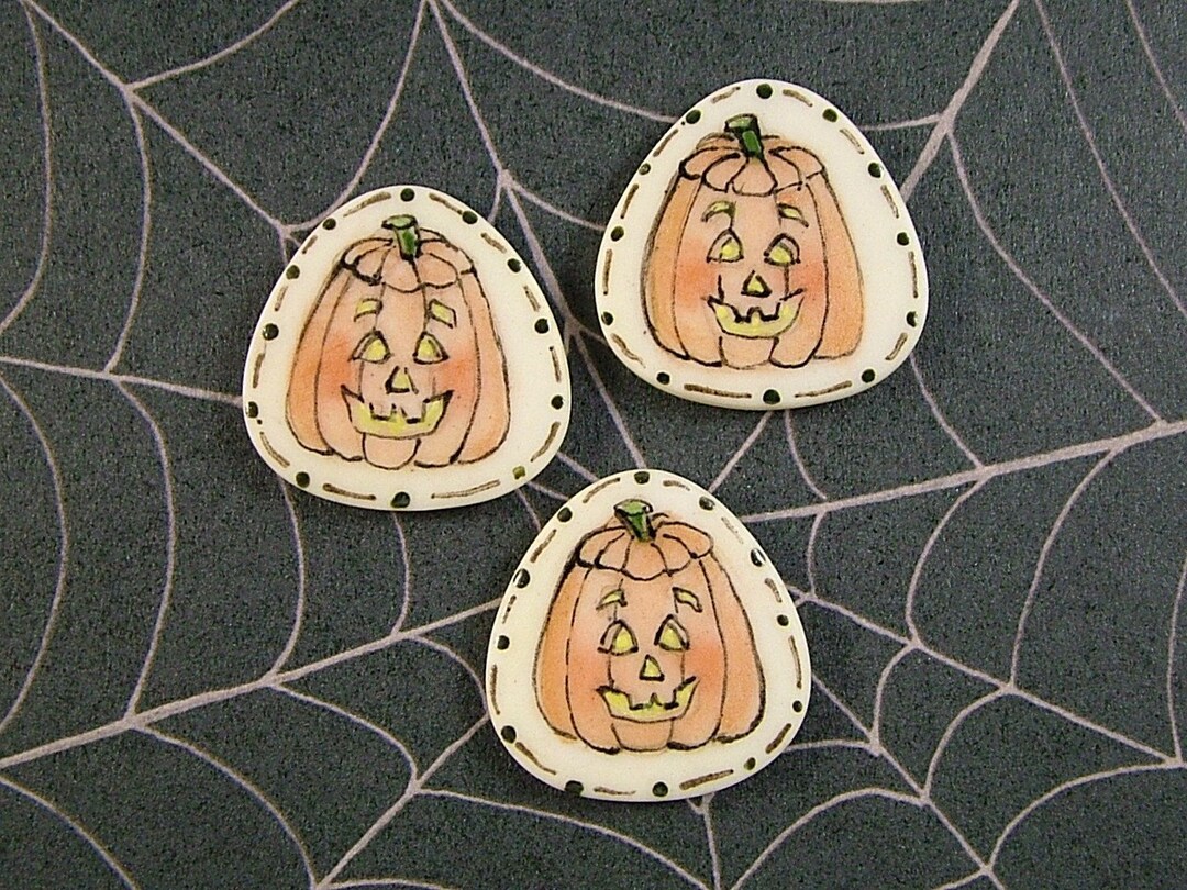 Jack-o-lantern Button Set of 3 - Etsy