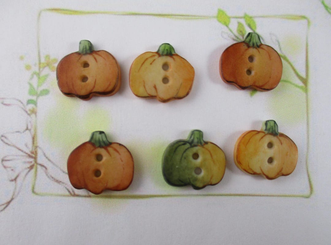 Pumpkin Buttons Set of 6 - Etsy