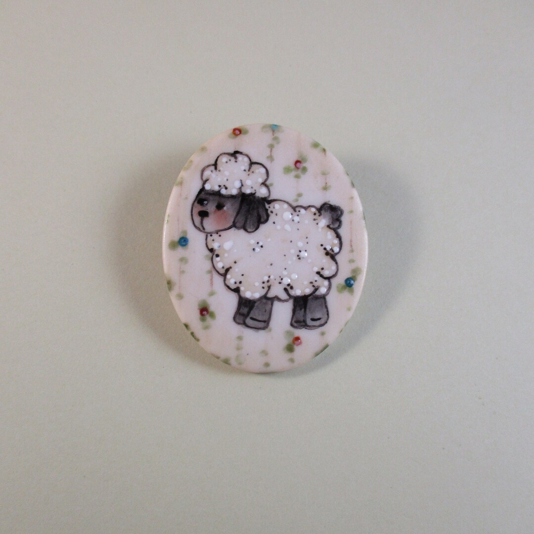 Wooly Sheep Button - Etsy