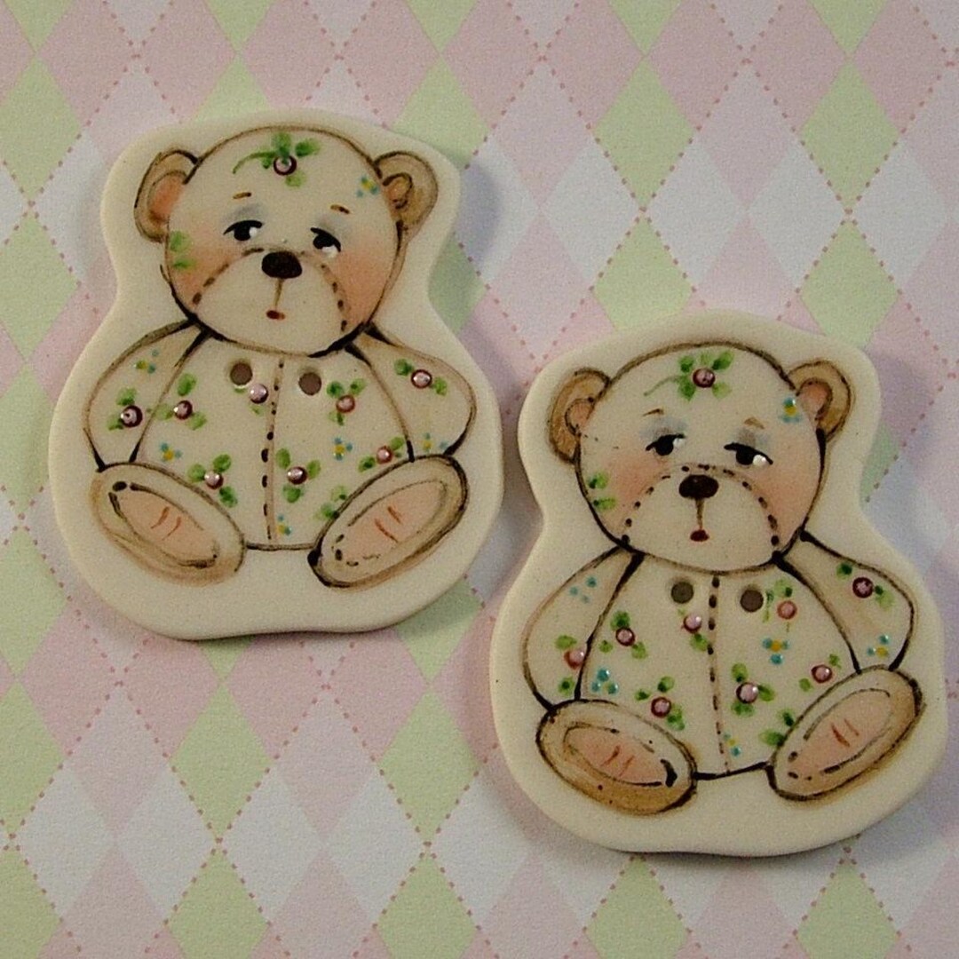 Teddy Bear Button Set of 2 - Etsy