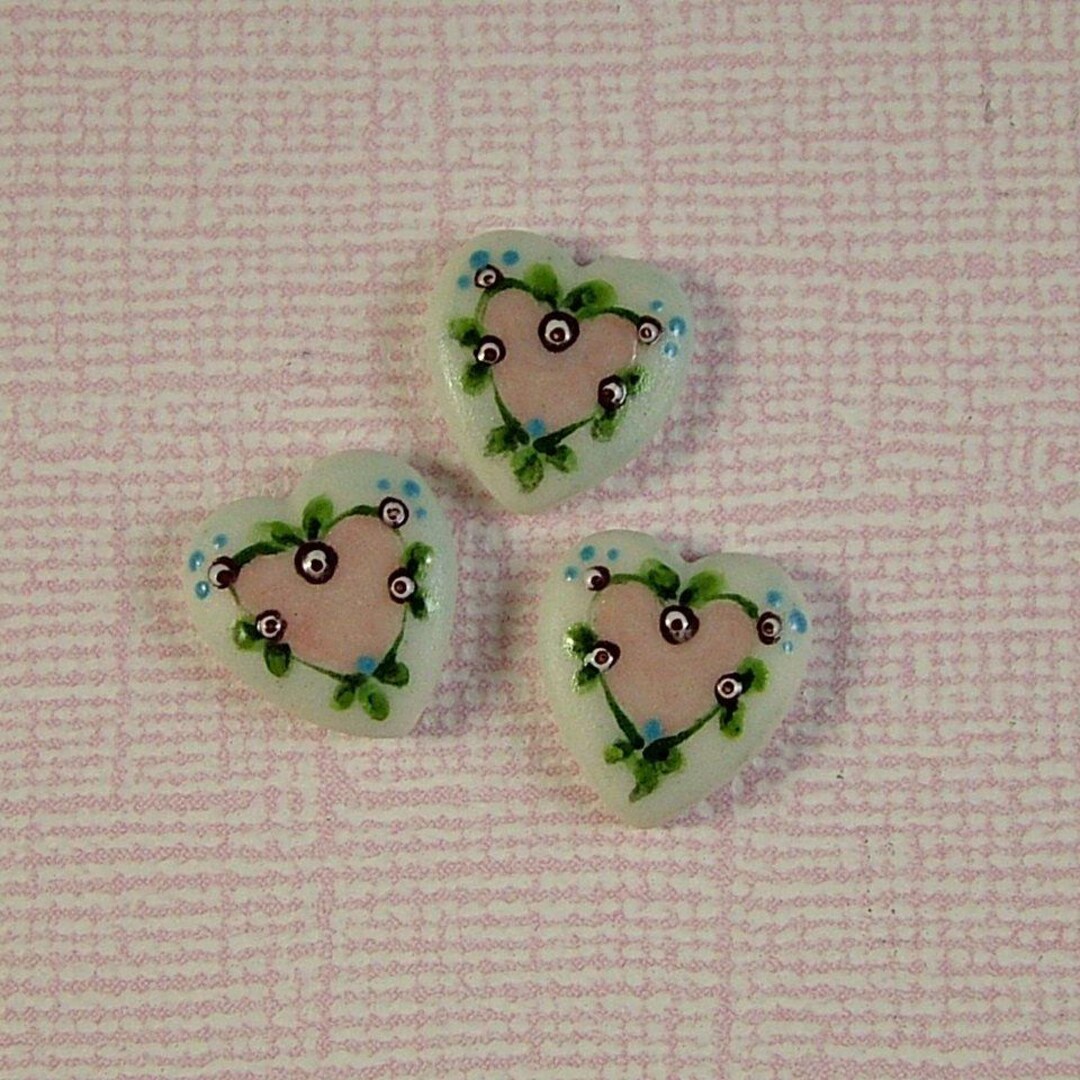 Pink Heart Button Set of 3 - Etsy