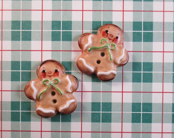 Gingerbread Man Button Set of 2 - Etsy